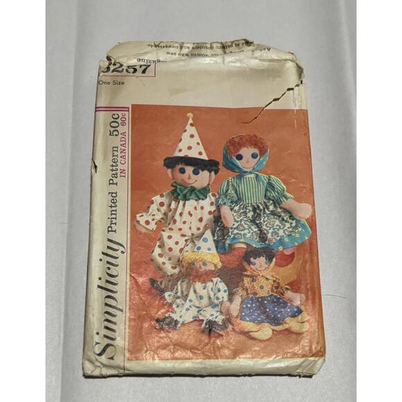 Simplicity | Office | Vintage Simplicity 3257 Sewing Pattern Rag Doll ...